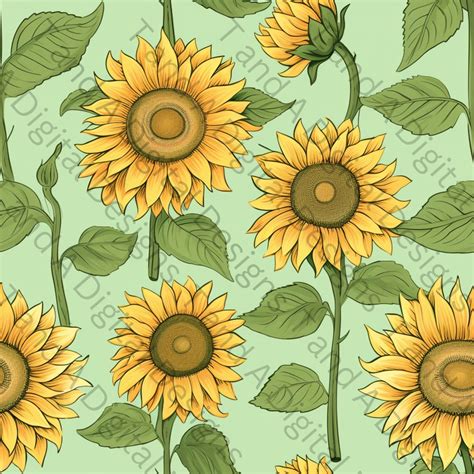 Sunflower Pattern Seamless Digital Paper Scrapbook Etsy