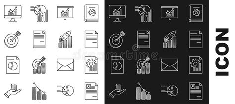 Set Line Resume Document With Graph Chart Board Target Computer