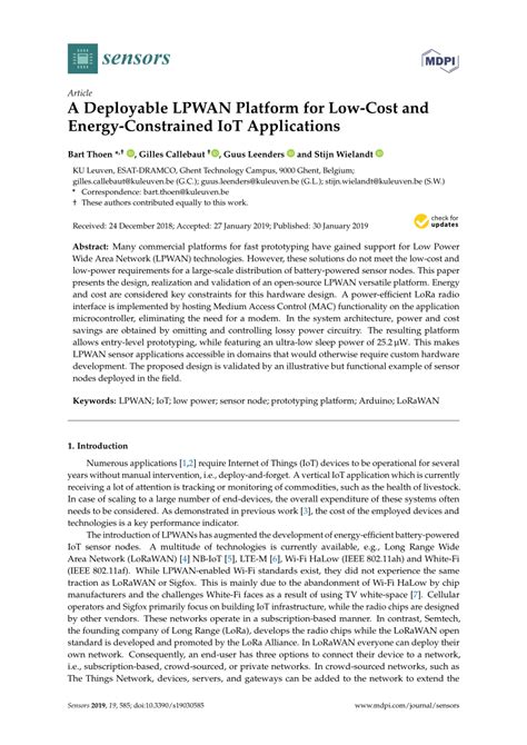 PDF A Deployable LPWAN Platform For Low Cost And Energy Constrained