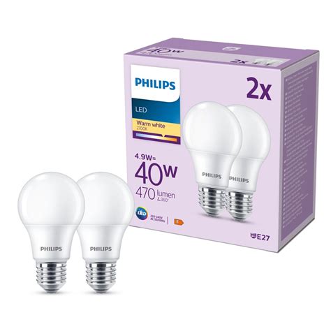 Philips Classic 2er Set LED E27 4 9 Watt 2700 Kelvin 470 Lumen
