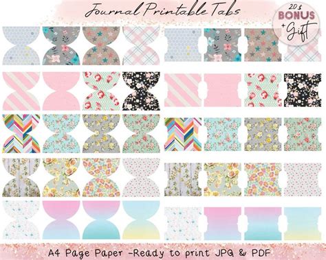 Folder Tabs Printable A4 Paper Journal Tabsjunk Journal Printable
