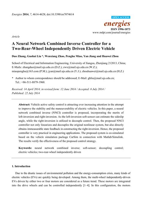 Pdf A Neural Network Combined Inverse Controller For A Two Rear Wheel