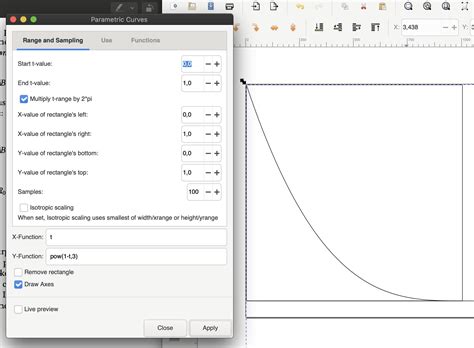 how to add measures of the axis using parametric curves in inkscape