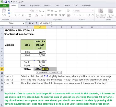 Excel In Excel Sum Formula