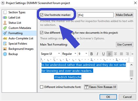 Footnotes Compilation And Quotation Marks Scrivener For Windows