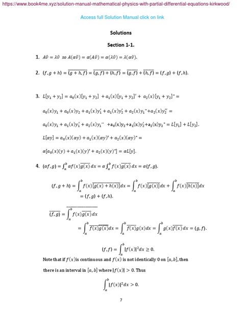 Solution Manual For Mathematical Physics With Partial Differential Equations James Kirkwood