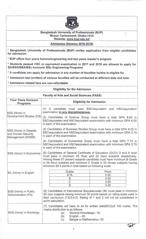 Bup Admission Test Circular 2018 19 Bup Edu Bd Bd Results 24