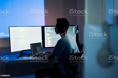 Web Design Coding And Asian Man With A Computer For Programming A Website At Night Cyber