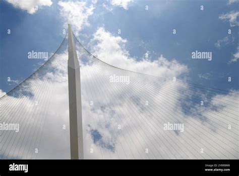The White Bridge Of Strings Or Chord Bridge A Modern Suspension Bridge