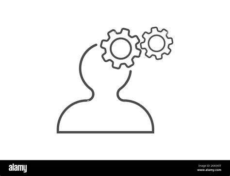 Process Icon The Linear Contour Of A Person And A Gear Flat Style