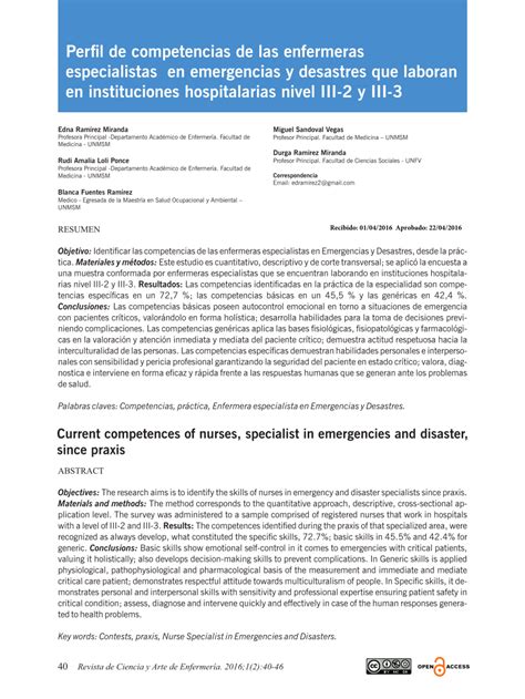 PDF Perfil De Competencias De Las Enfermeras Especialistas En