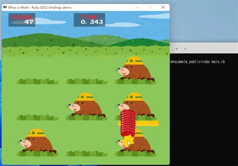 Github Vaiorabbitsdl2 Bindings Whacamole Whac A Mole Ruby Sdl2 Bindings Demo