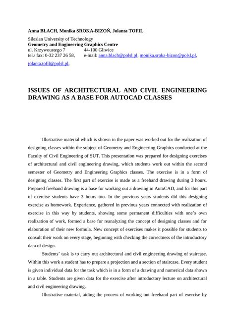 Pdf Issues Of Architectural And Civil Engineering Drawing As A Base For Autocad Classes