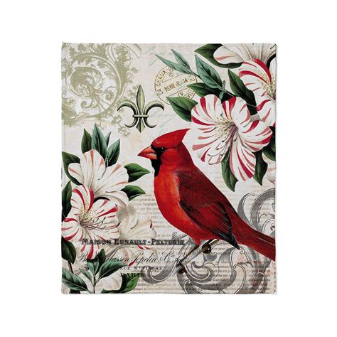 Cafepress Vintage French Christmas Cardinal Throw Blanket Soft