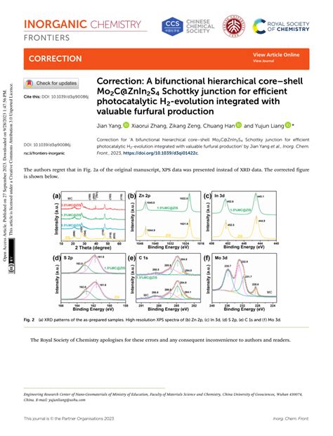 Pdf Correction A Bifunctional Hierarchical Coreshell Mo 2 Cznin 2