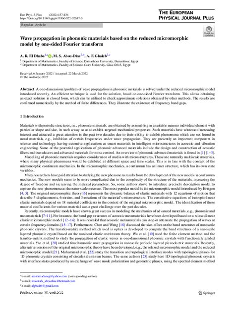 Pdf Wave Propagation In Phononic Materials Based On The Reduced