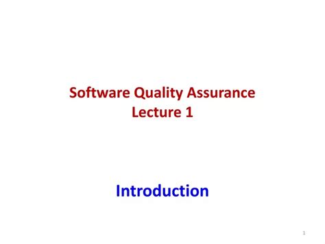 PPT Software Quality Assurance Lecture 1 PowerPoint Presentation Free Download ID 9628505