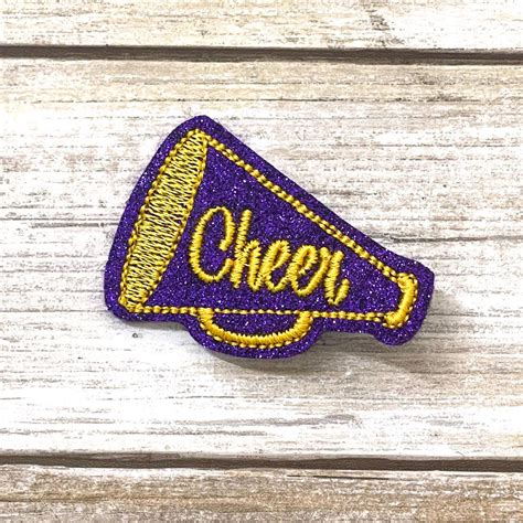 Cheer Cone Cheerleading Megaphone Football Sports Embroidery Feltie Clip Bow Add