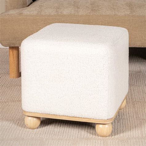 Lydia Cream Boucle Square Ottoman 6413n Lamps Plus