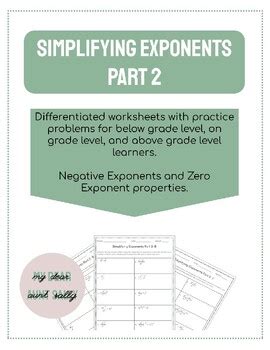 Simplifying Exponents Practice Part 2 By My Dear Aunt Sally TPT