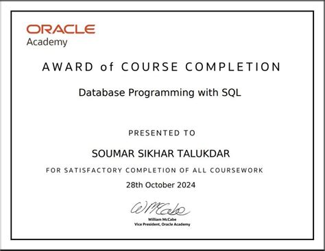 Completed My Database Management Course Along With All My Classes In My