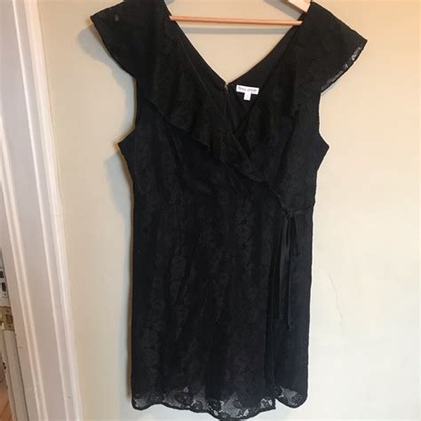 Dresses Black Lace Faux Wrap Dress Size Xxl Poshmark