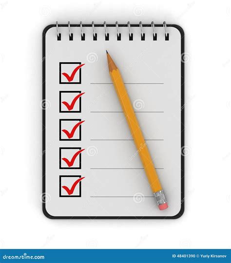 Notepad Checklist Clipping Path Included Royalty Free Stock