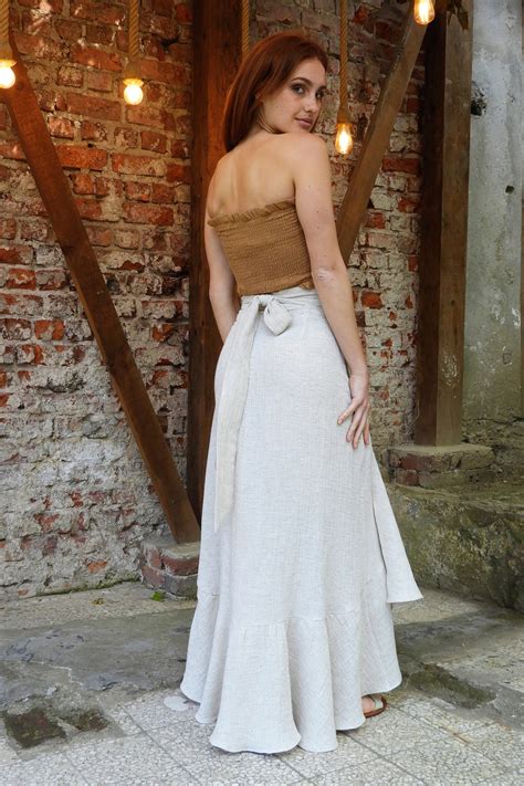 Wrap Skirt Hemp Maxi Wrap Skirt Woman Ruffle Wrap Skirt Plus Size