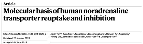 闫创业袁亚飞团队揭示去甲肾上腺素转运蛋白再摄取与抑制的分子基础北京生物结构前沿研究中心