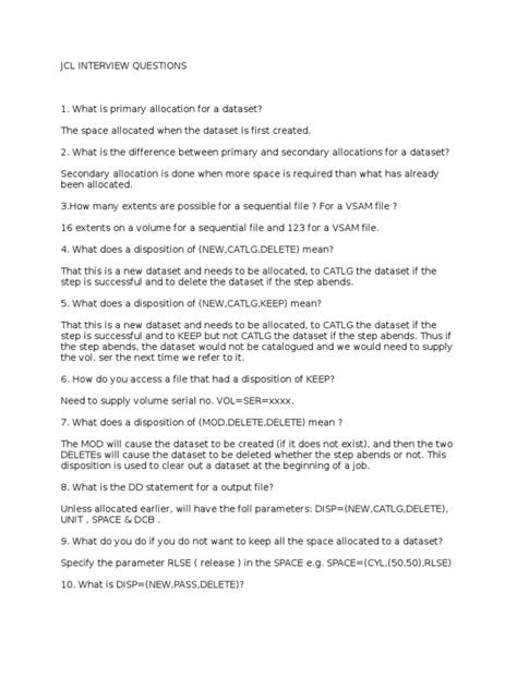 Jcl Interview Questions Pdf Utility Software Computer Engineering