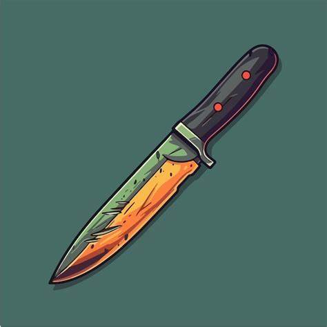 Un Cuchillo Con Un Punto Rojo En La Parte Inferior Vector Premium