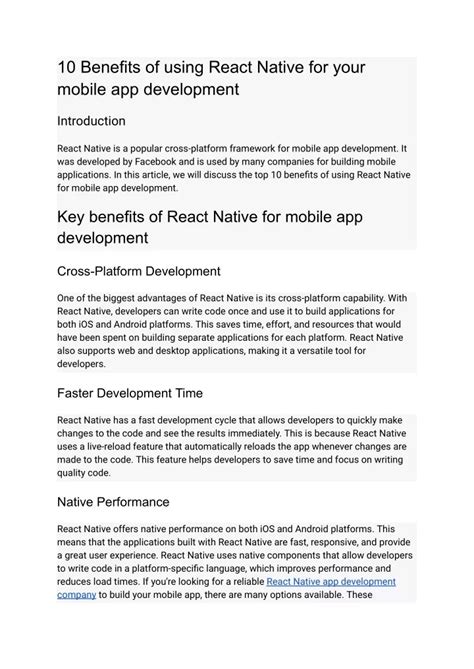 ppt 10 benefits of using react native for your mobile app development