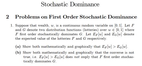 Solved Stochastic Dominance2 ﻿problems On ﻿first Order