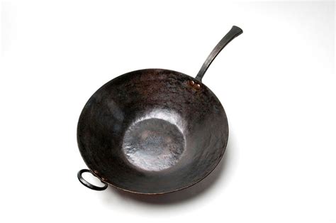 Hand Forged 12 Flat Bottom Carbon Steel Wok Etsy