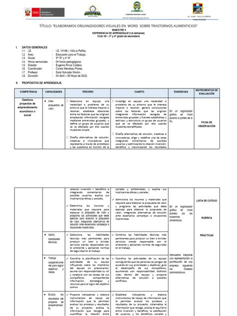 Experiencia De Aprendizaje Ii Ept 3º Y 4° Secundaria Descargar