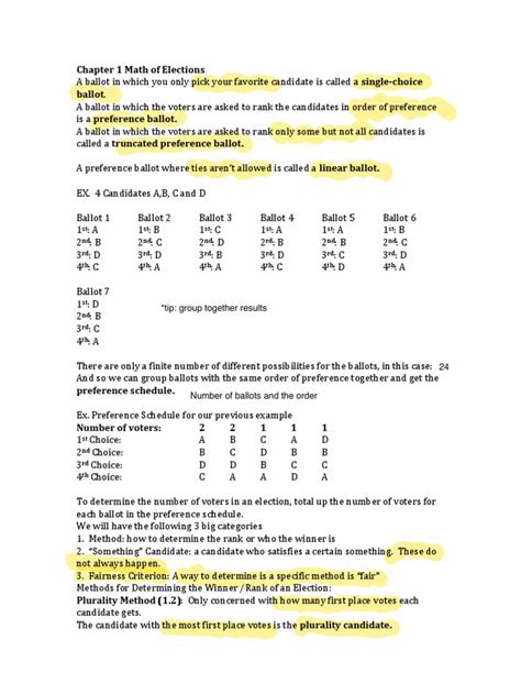 Ch 1mathofelections Pdf Voting Group Decision Making