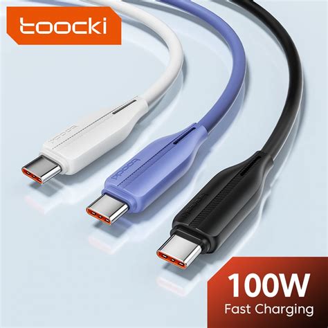 Кабель для быстрой зарядки и передачи данных Toocki 100 Вт 6 А Тип C в Usb C кабель для