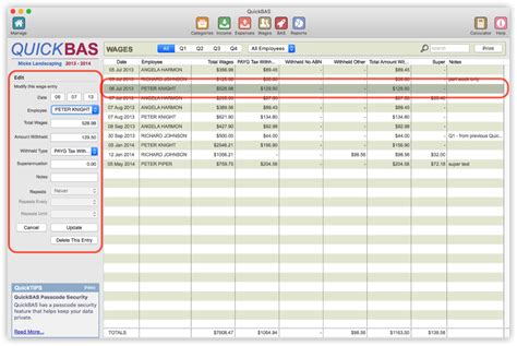 Quickbas User Guide Add Wages