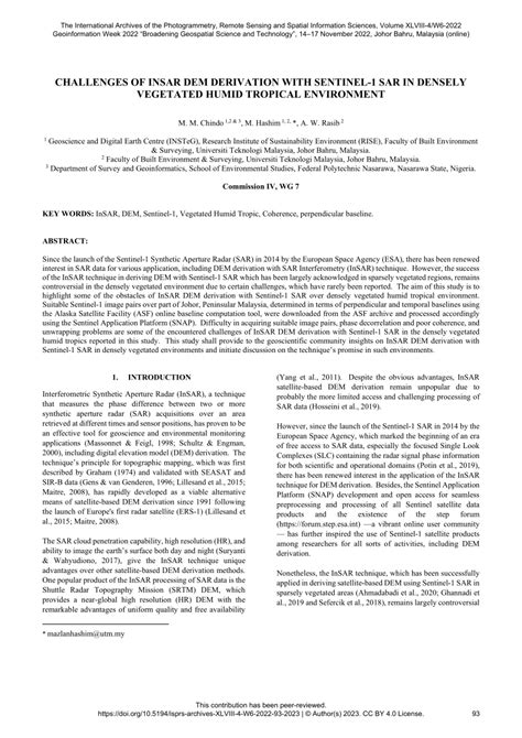 Pdf Challenges Of Insar Dem Derivation With Sentinel 1 Sar In Densely