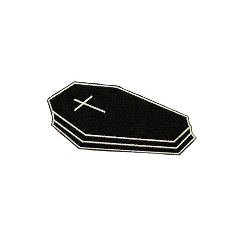 Coffin Black Casket Patch Halloween Vampire Funeral Embroidered Iron On