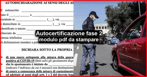 Autocertificazione Maggio Modulo Pdf Da Stampare