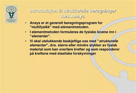 Ppt Introduksjon Til Strukturelle Beregninger Med Ansys Powerpoint