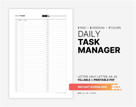 Daily Task Manager Planner Productivity Appointment Scheduler