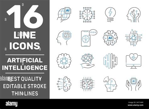 Machine Learning And Artificial Intelligence Icons Set Deep Learning