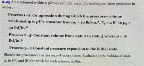 Solved 225 Air Contained Within A Piston Cylinder Assembly
