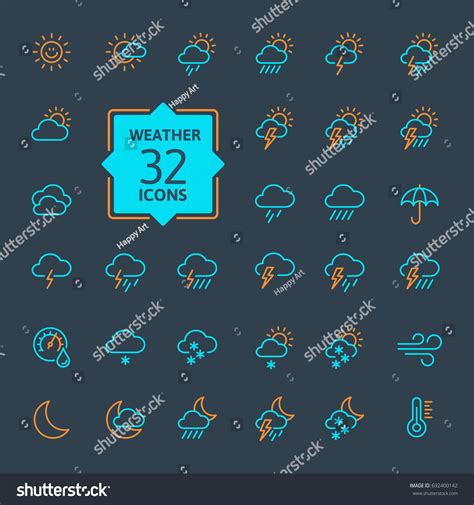 Weather Forecast Outline Web Icon Set Stock Vector Royalty Free 692400142