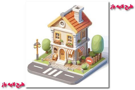 طرح وکتور لایه باز از خانه 3 بعدی کاملا لایه باز جهت تغییر اندازه و رنگ