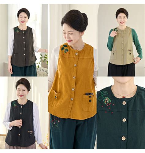 엄마옷 로즈맘 위튼자수면마조끼／할머니조끼 할머니옷 60대엄마옷 편한조끼 50대 티몬