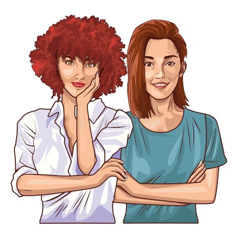Pop Art Beautiful Woman Face Smiling Stock Vector Illustration Of