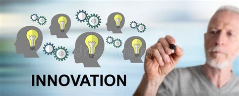 Man Drawing Innovation Concept Stock Image Image Of Gear Drawing